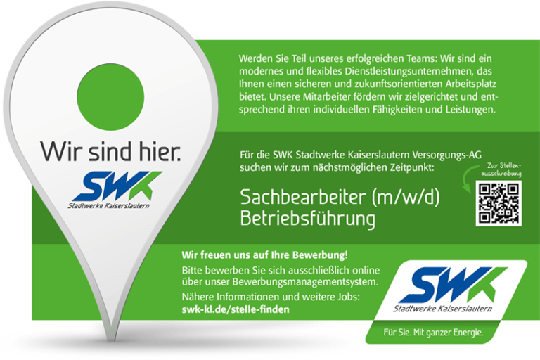 SWK Stadtwerke Kaiserslautern Versorgungs-AG: STELLENANGEBOT